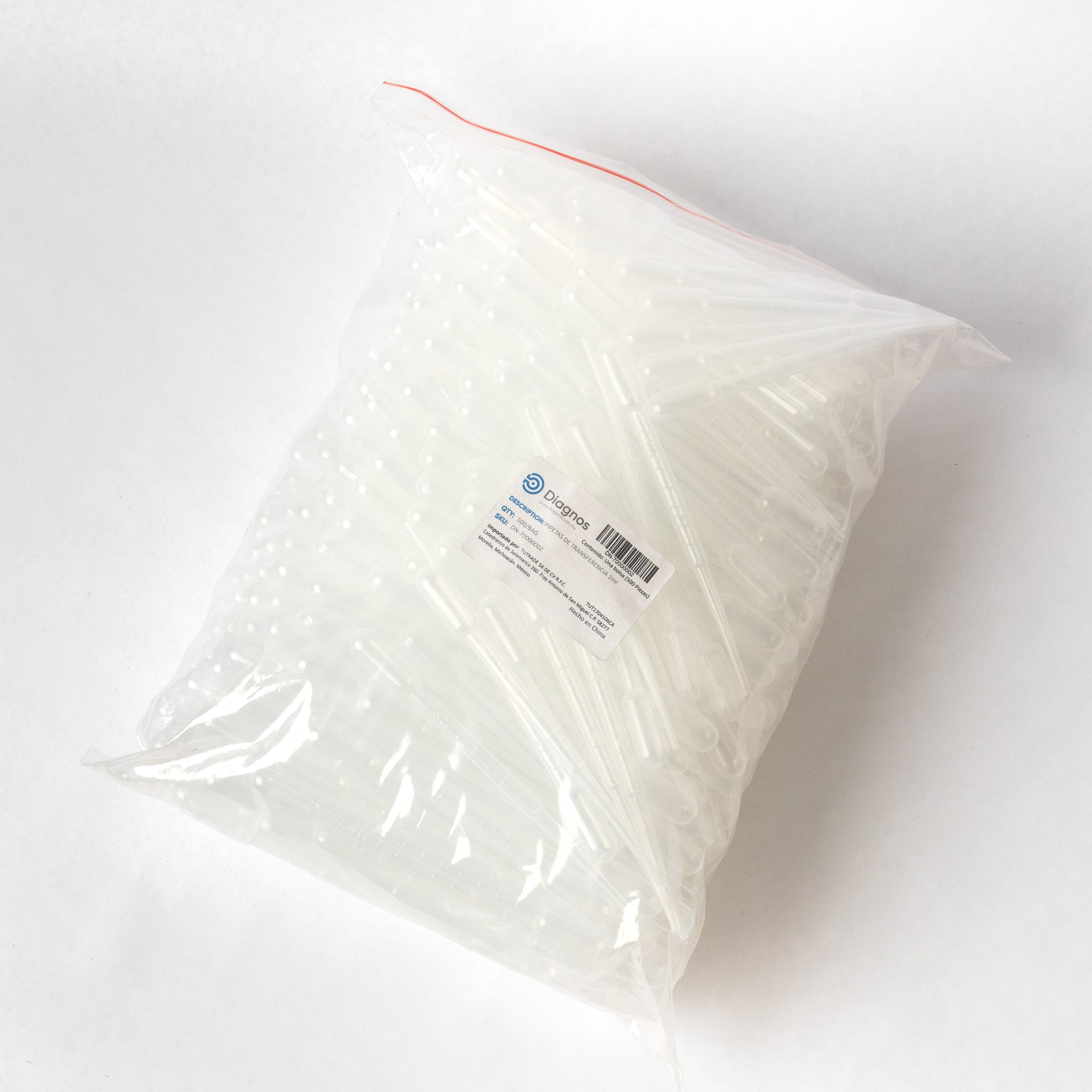 DIAGNOS - PIPETAS PASTEUR DE TRANSFERENCIA 2ml C/500 – Reactech